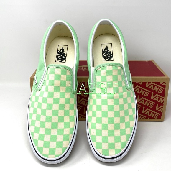 Vans | Shoes | Vans Classic Slip On Checkerboard Green Mens | Poshmark